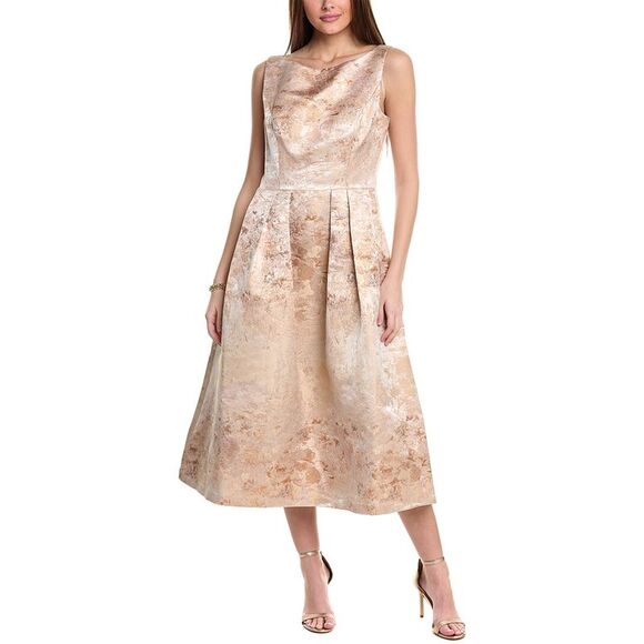 Kay Unger | Dresses | Kay Unger Womens Elsa Jacquard Midi Dress Pink ...
